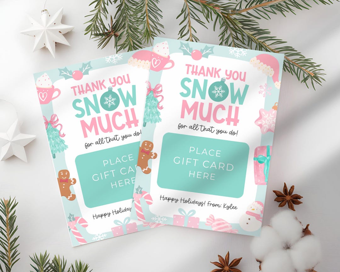 Christmas Gift Card Holder, Teacher Thank You Card (editable Template ...