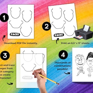 Draw Your Own Cartoon Activity for Kids, Traceable Character Pages ...