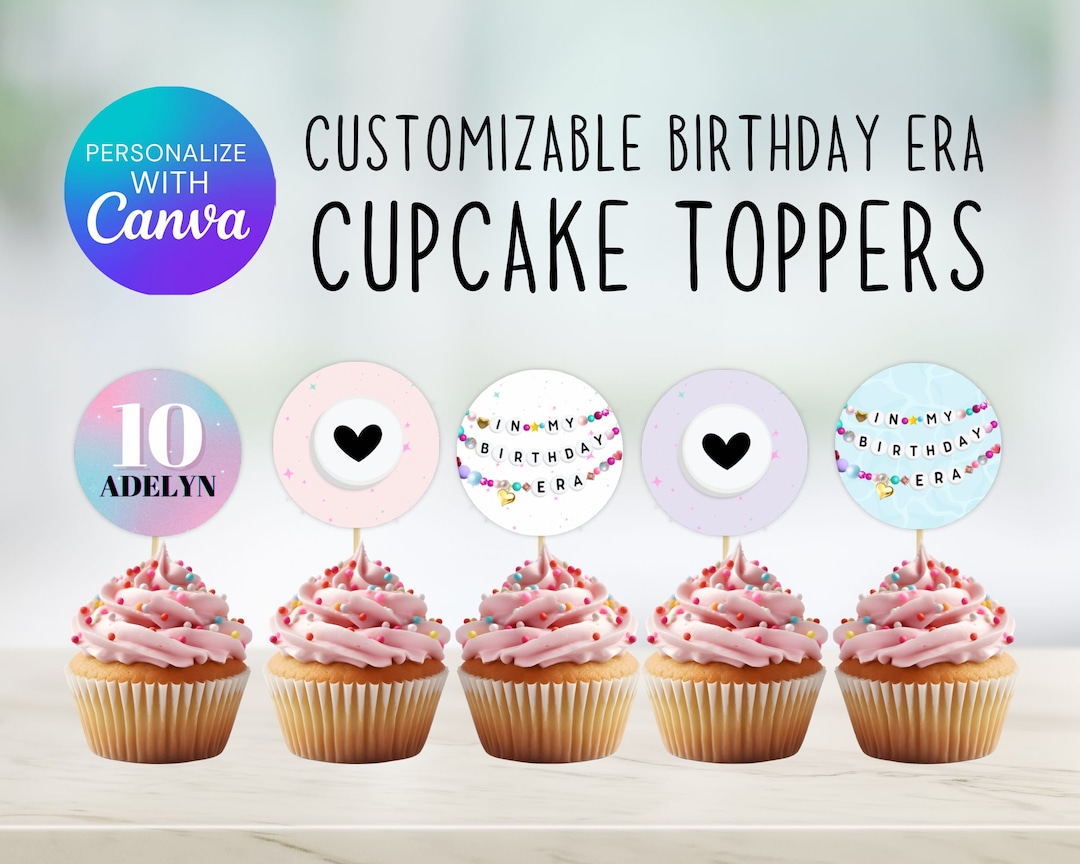 Birthday Era Cupcake Toppers: Friendship Bracelet Theme (digital ...