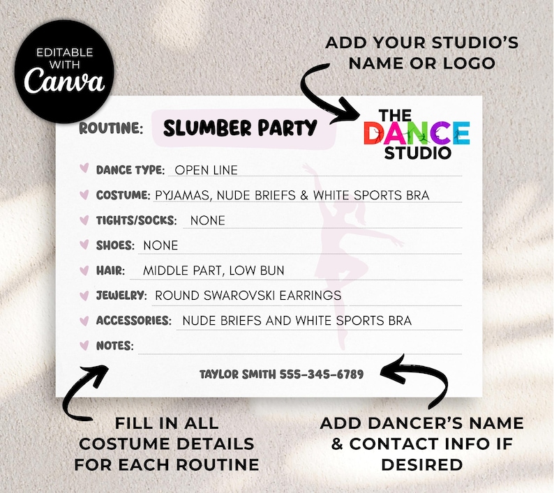 Dance Garment Bag Labels | Editable Costume Organization Tags - Etsy