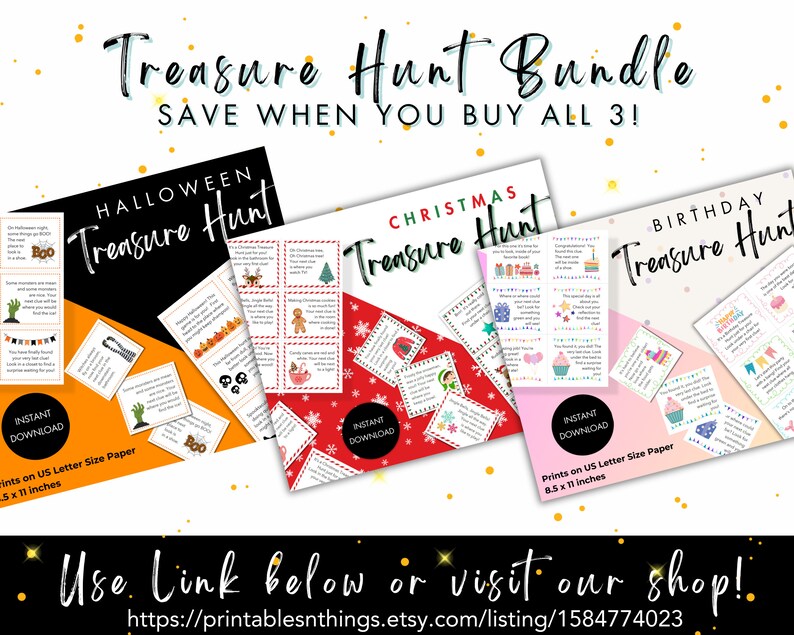 Halloween Treasure Hunt Clue Cards: Kids' Printable Scavenger Hunt (PDF ...