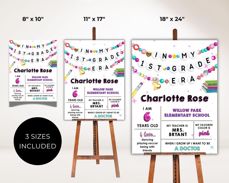 Editable Back to School Sign: Friendship Bracelet Design (digital ...