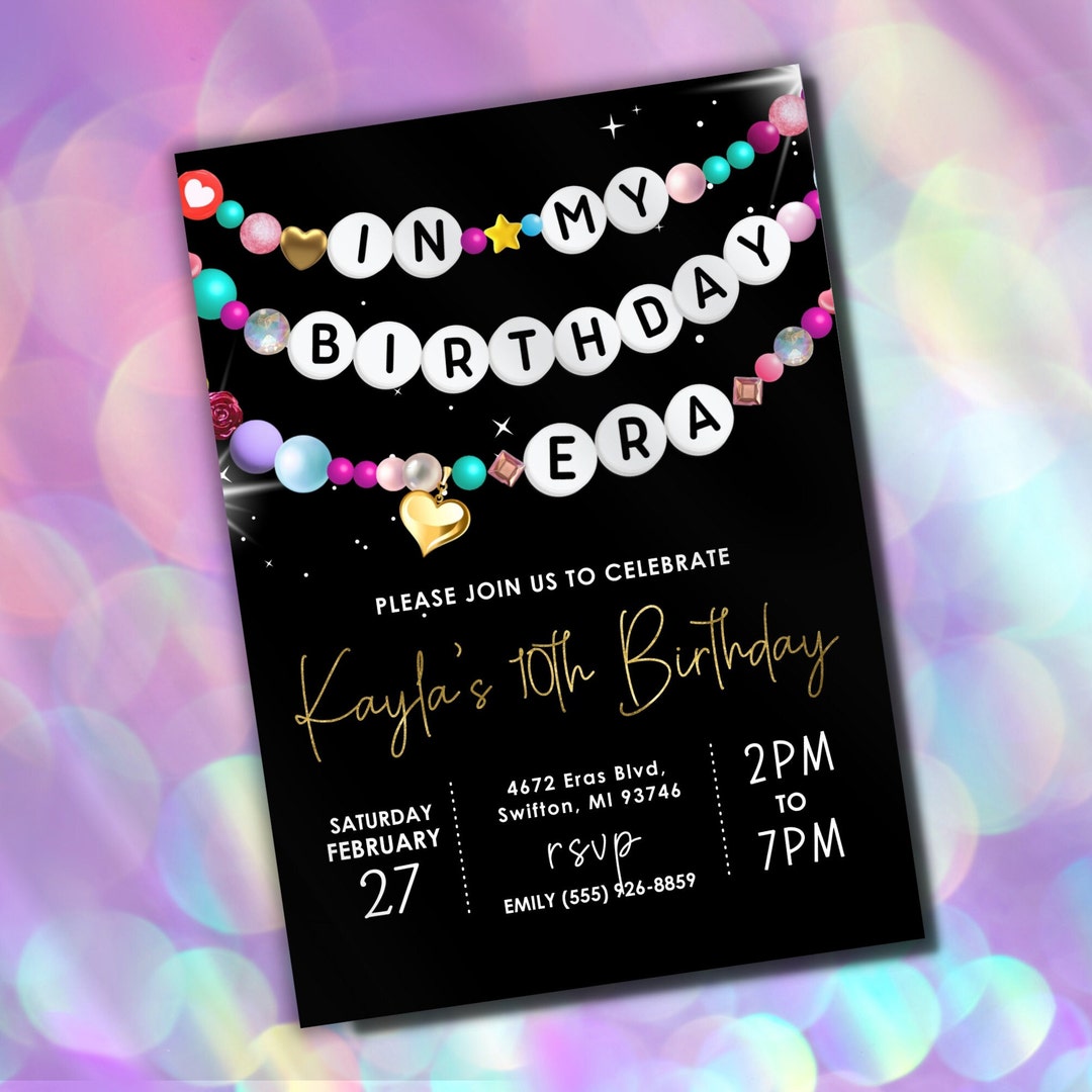 In My Birthday Era Friendship Bracelet Invitation, Girl Birthday ...