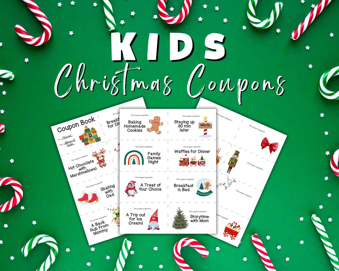 Editable Christmas Coupon Book for Kids, Child Stocking Stuffer ...