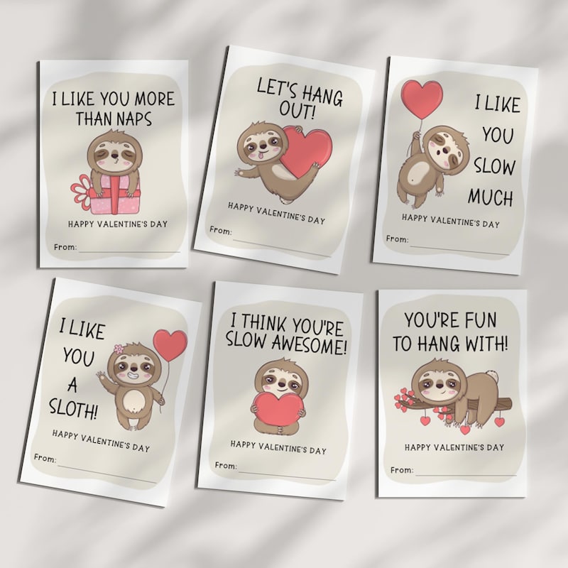 Valentine Card Sloths - Etsy