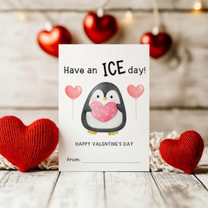 Valentine's Day Cards for Kids, Penguin Valentine's Day Gift Tags ...