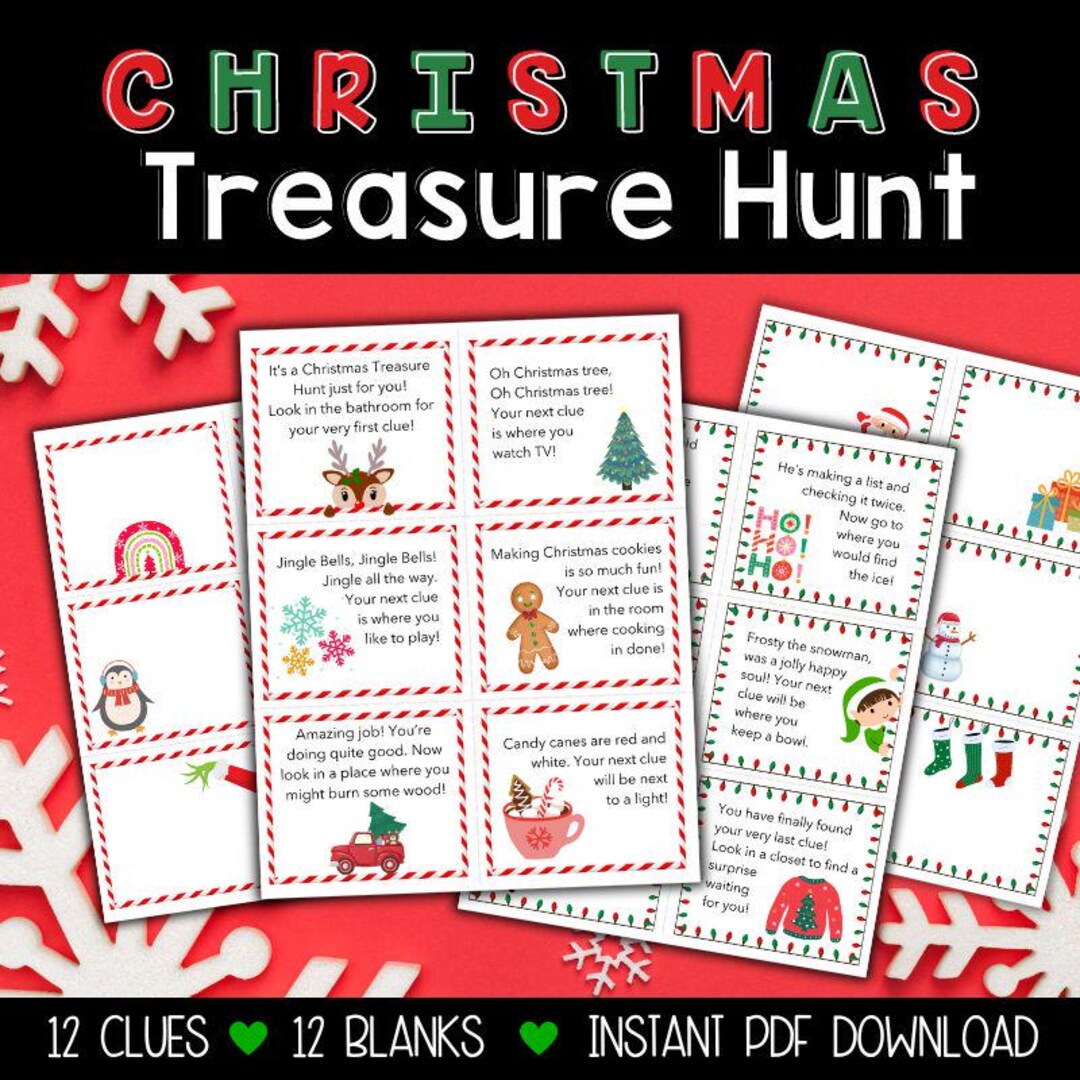 Christmas Treasure Hunt for Kids: Holiday Scavenger Hunt (PDF) - Etsy