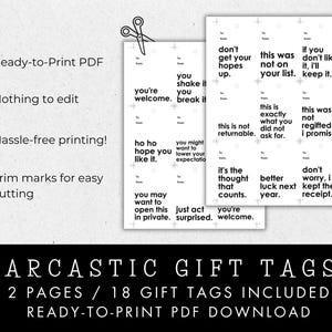Sarcastic Gift Tags: Funny Printable Gift Labels (set of 18) (digital ...