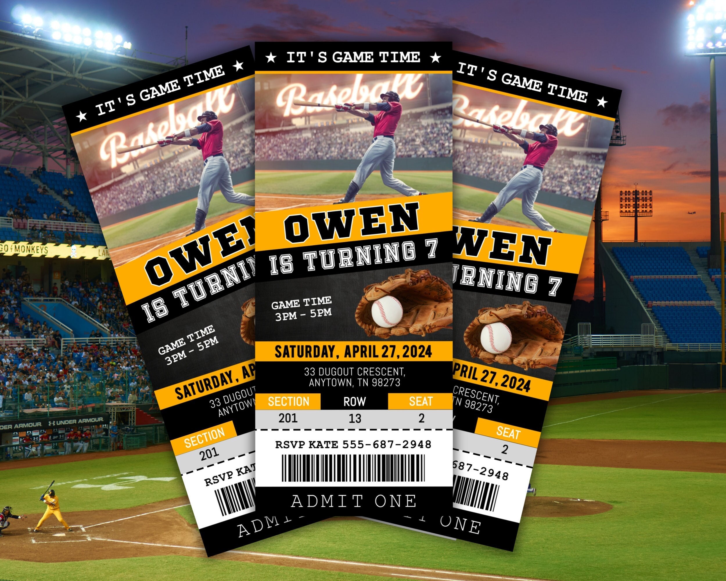 Baseball Ticket Birthday Invitation, Baseball Ticket Invite Template ...