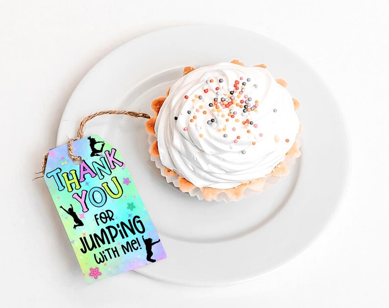 Trampoline Birthday Thank You Tags: Jump Party Favor Labels (DIY ...