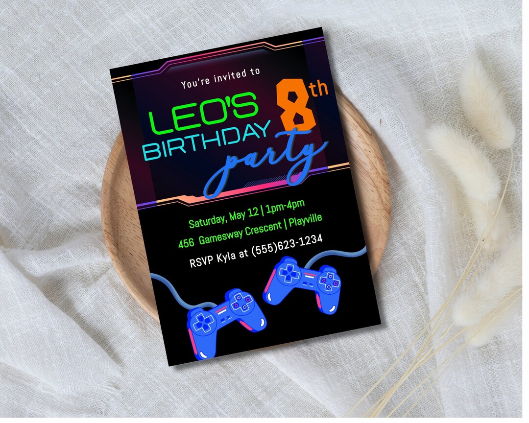 Video Game Birthday Party Invitation, Gamer Theme, Gaming Party, Kids ...