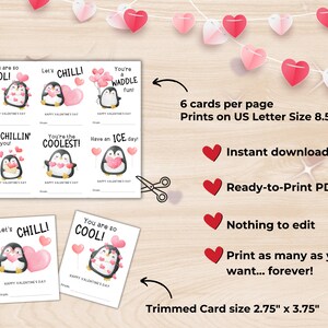 Valentine's Day Cards for Kids, Penguin Valentine's Day Gift Tags ...