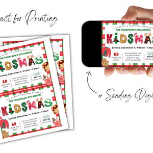Kids Christmas Party Invitation: Editable Holiday Event Invite (digital ...