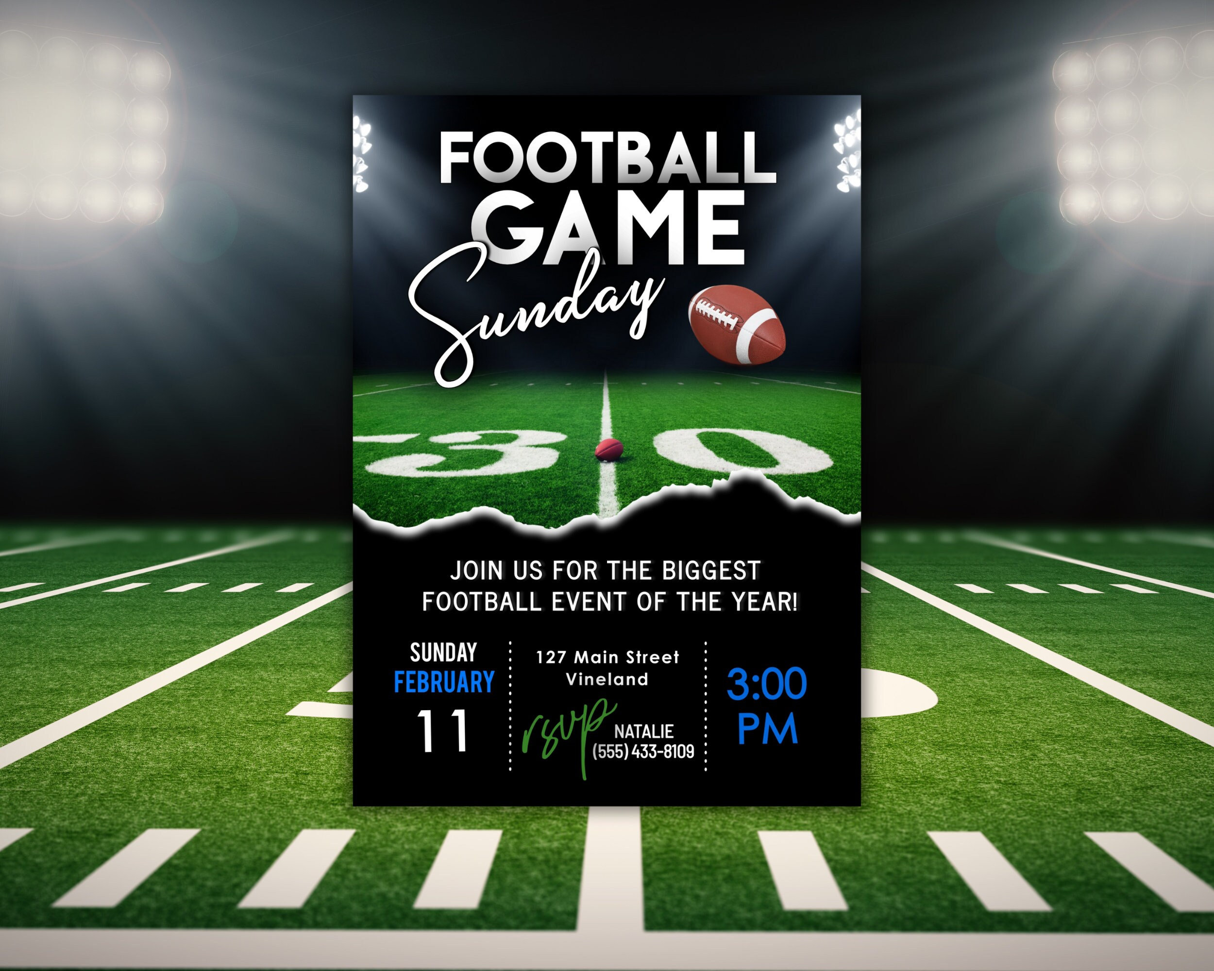 Football Game Sunday Party Invitation Editable Football Bowl Invitation ...