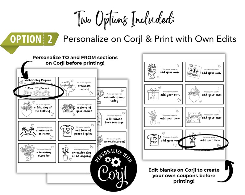 Mother's Day Coupon Book: Personalized Coloring Coupons (printable ...