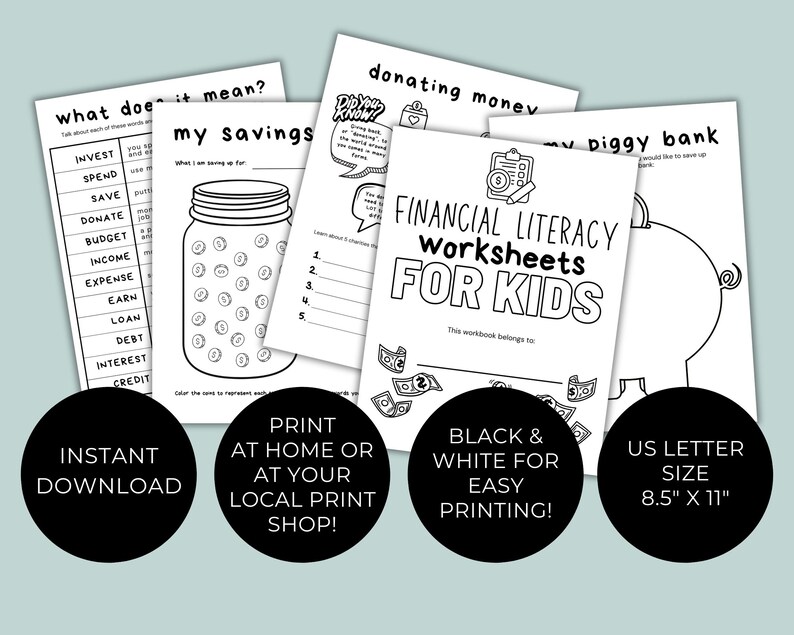 Financial Literacy Workbook: Money Activities for Kids (PDF) - Etsy