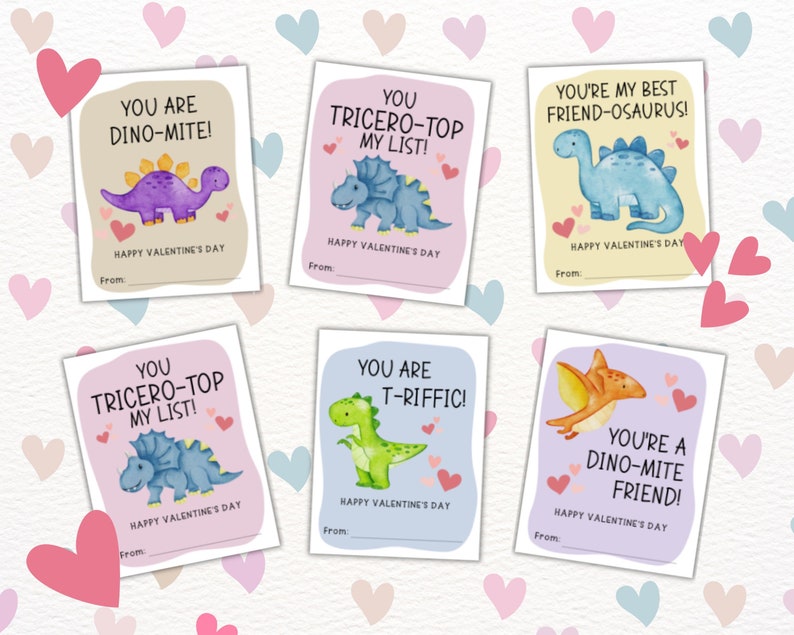 Printable Valentine's Day Cards, Dinosaur Valentine's Day Gift Tags ...
