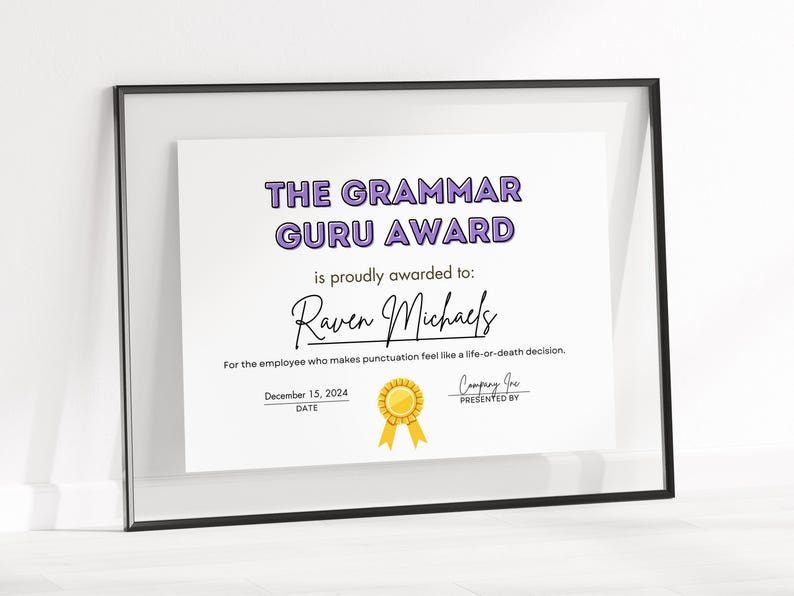 Funny Employee Recognition Award Certificates: Editable Staff ...