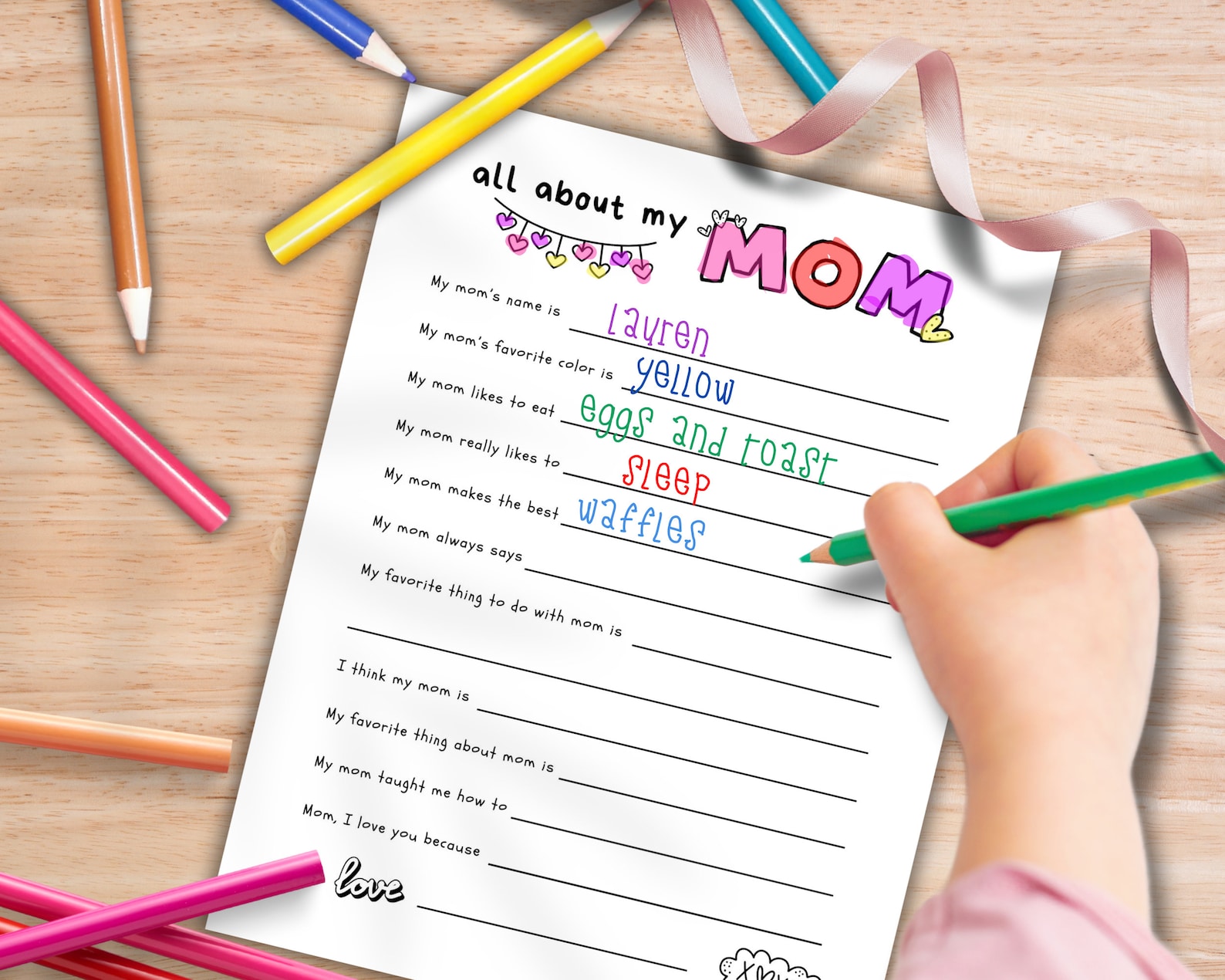 Mother's Day All About Mom Fill in Blanks Printable Craft, Gift for Mom ...