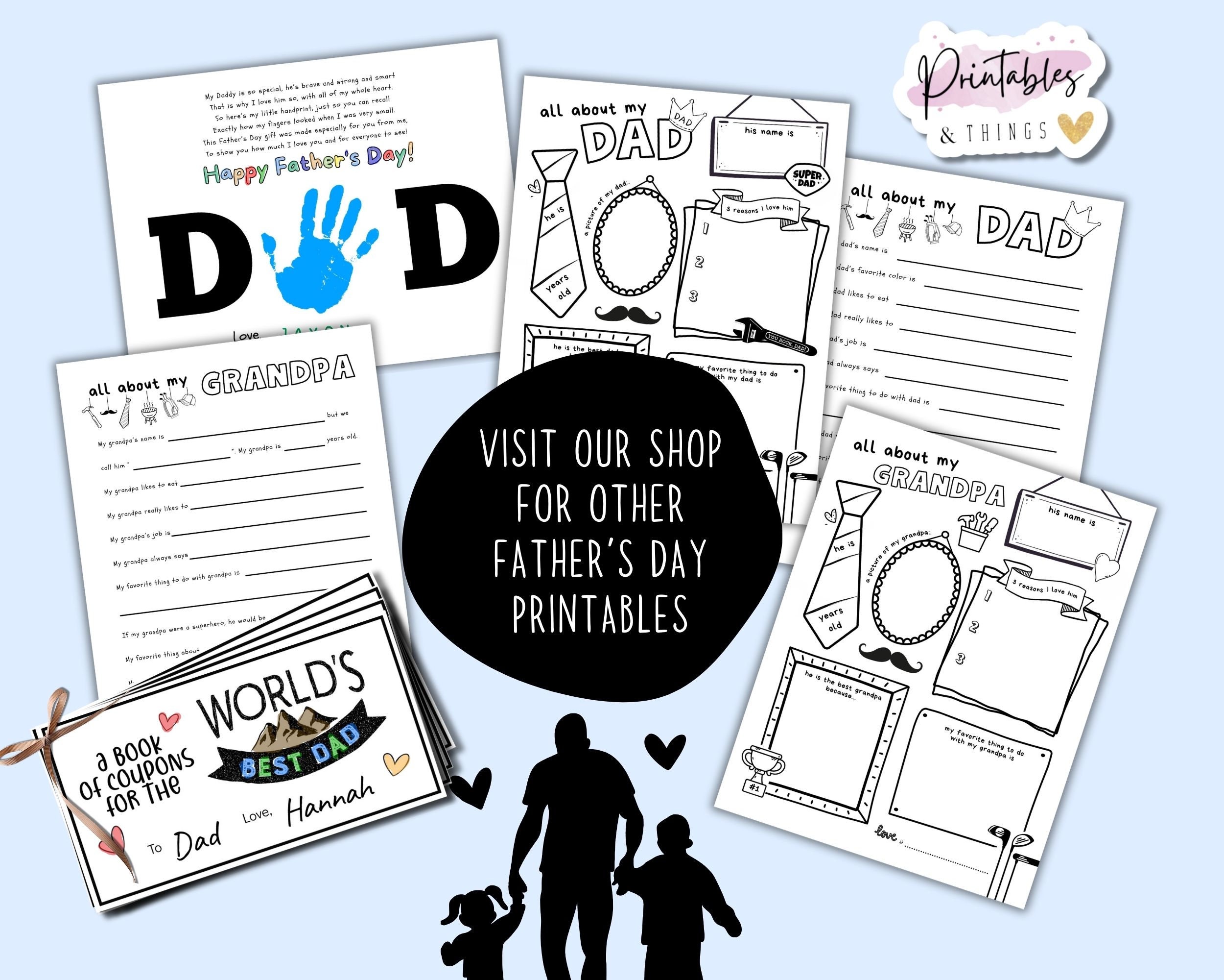 Father's Day All About Grandpa Fill in Blanks Printable, Grandfather ...