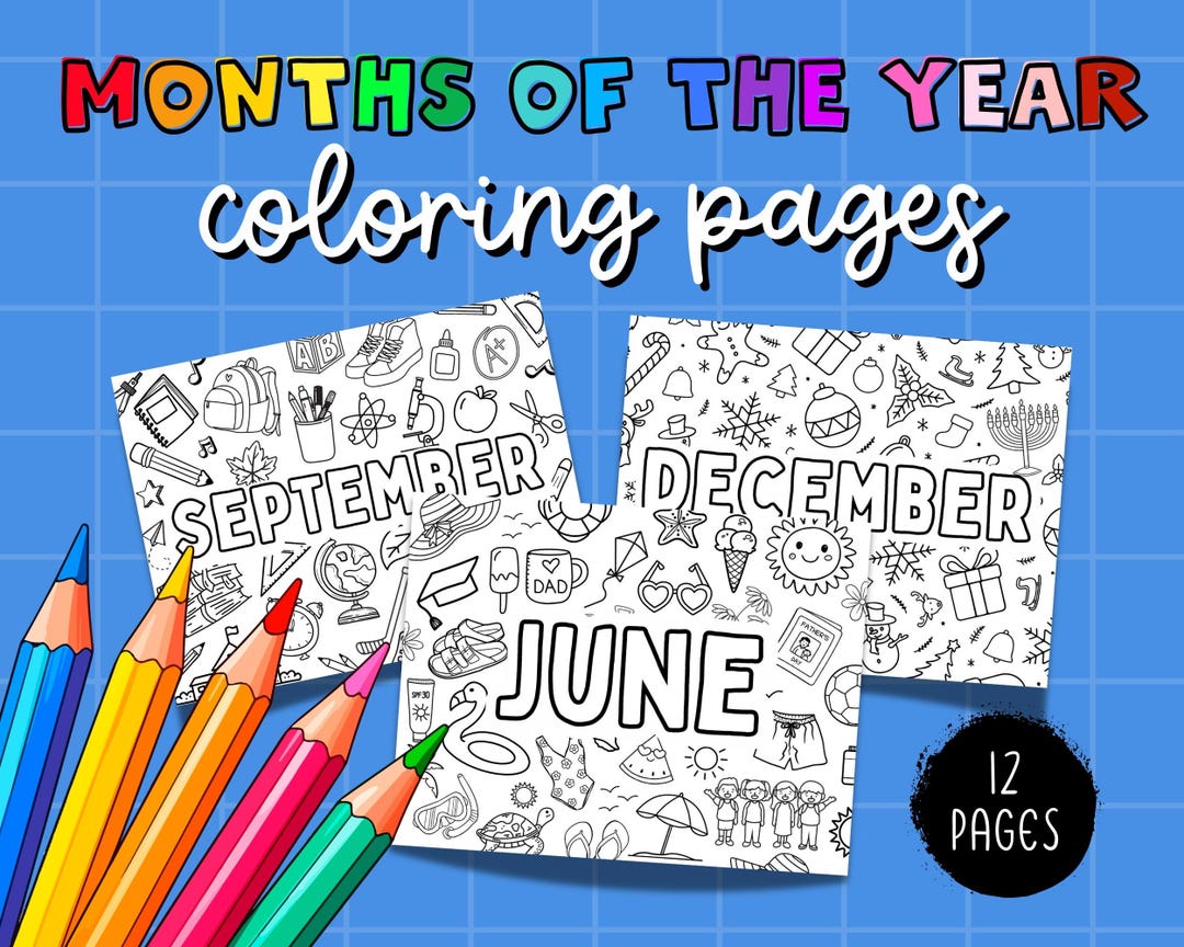 Months of the Year Coloring Pages, Colouring Pages for Kids, Kid ...