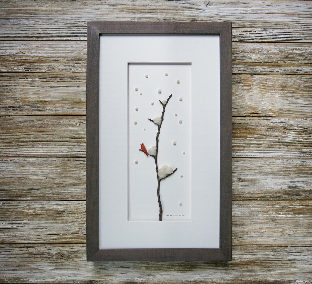 Sea Glass Art Cardinal,winter Cardinal,cardinals,christmas Decor ...
