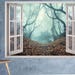 Forest Fall Season View Window 3D Wall Decal Art Removable Wallpaper ...