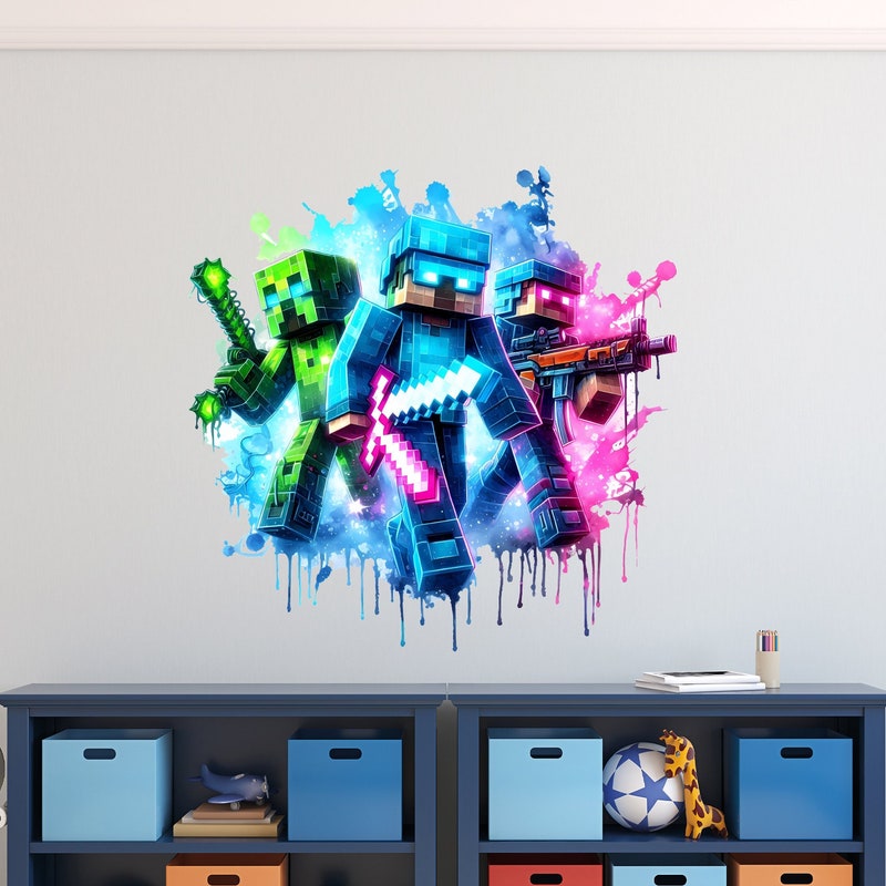 Minecraft wall decal - Etsy