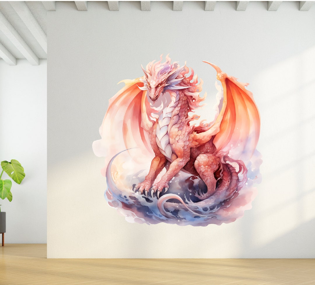 Dreamy Dragon Wall Decal - Enchanted Fantasy Theme Decor - Serene ...