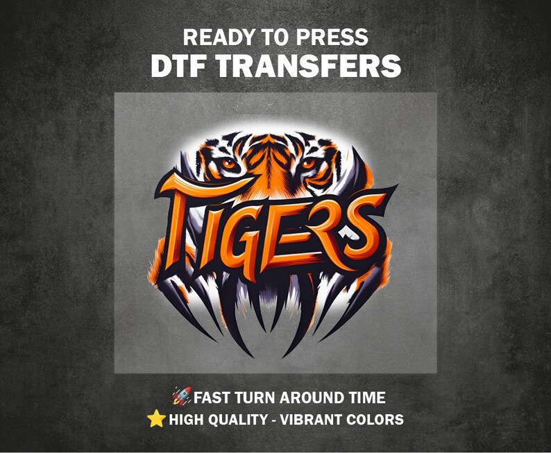 Tigers Football DTF Transfer, Tigers Mascot DTF Transfers Ready to ...
