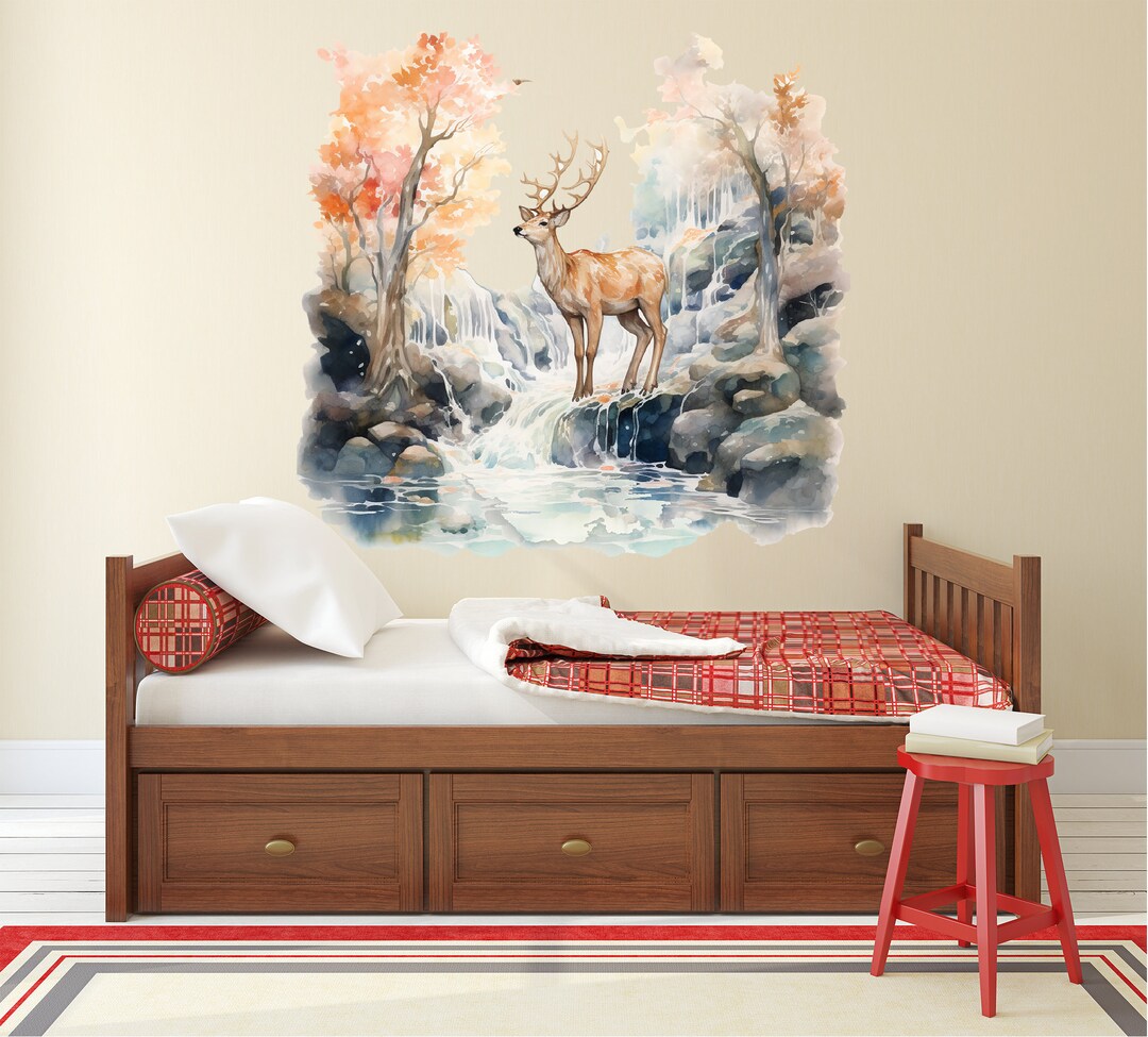 Vintage Deer Wall Art - Rustic Animal Decor - Classic Deer Wall Sticker ...