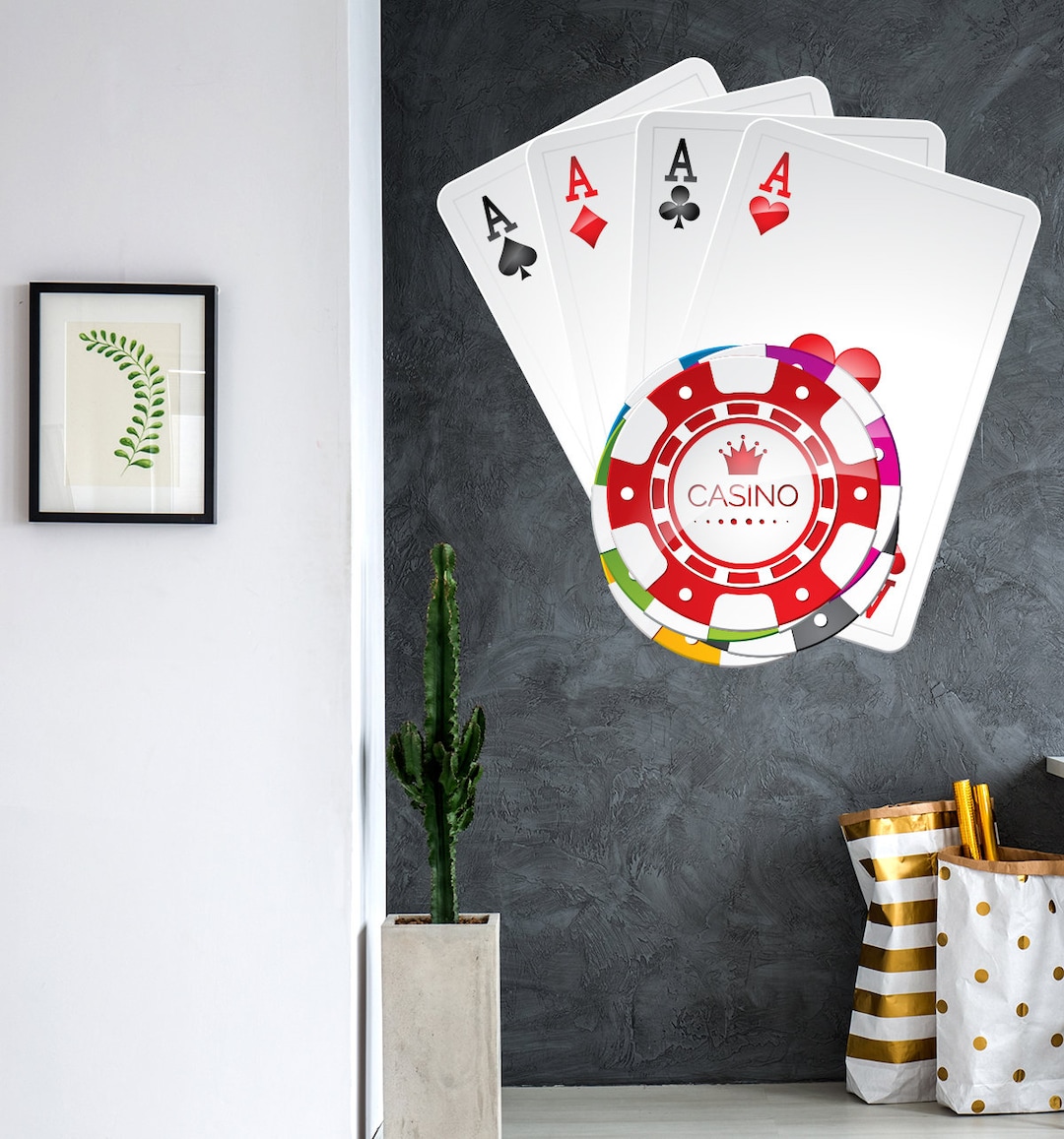 Poker Casino Wall Decal - Playing Poker Cards Wall Art - Gambling Poker ...