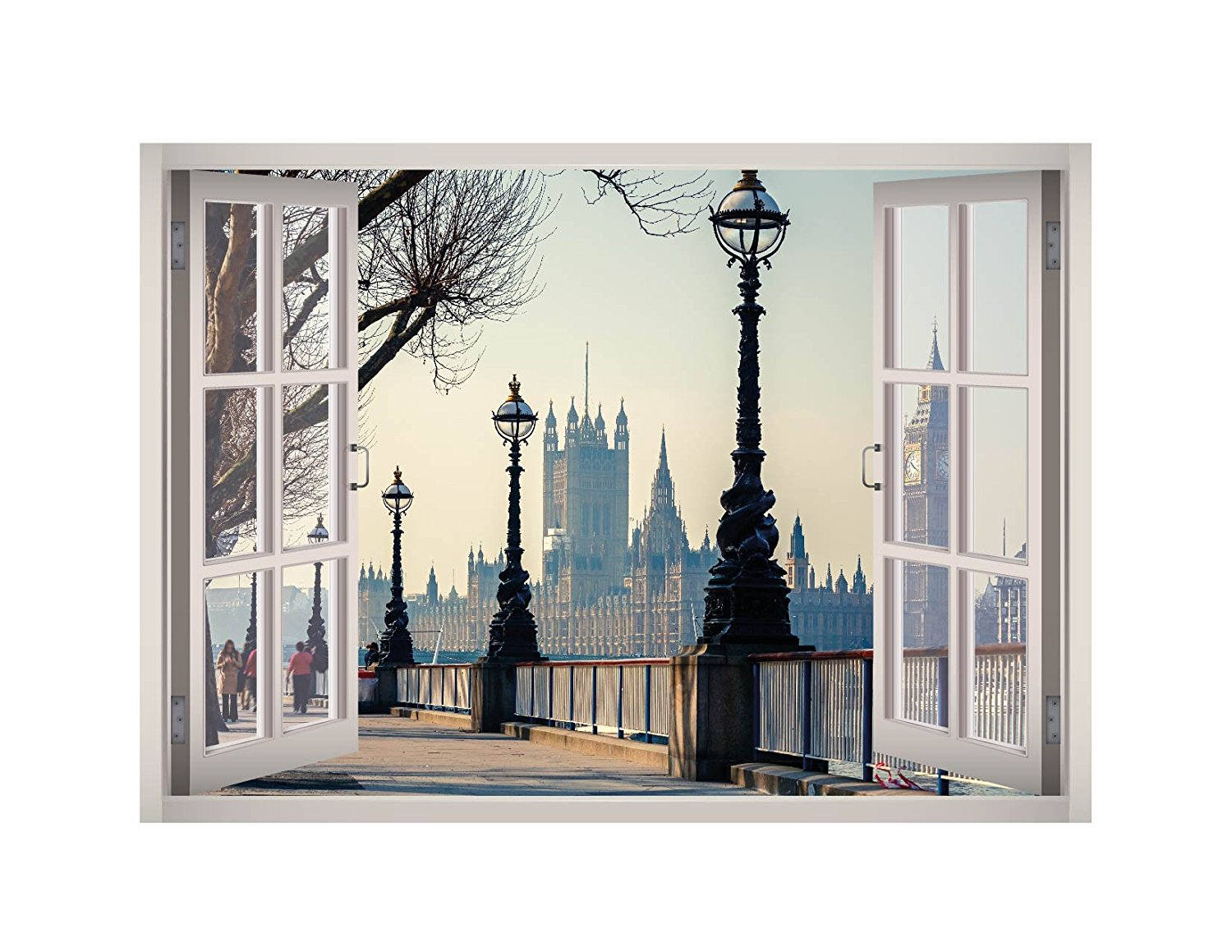 Big Ben View Window 3D Wall Decal Art Removable Wallpaper London Mural ...