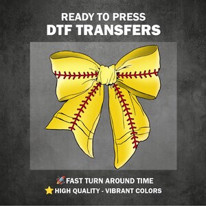 Softball Bow DTF Transfer, Coquette Bow DTF Transfers Ready to Press ...