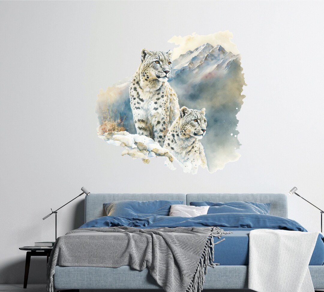 Snow Leopard Watercolor Wall Decal - Magical Theme Wall Decor - Fantasy ...