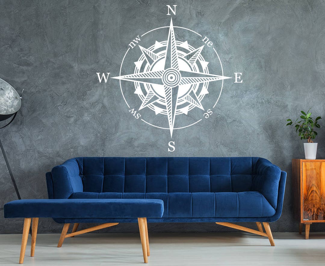Compass Rose Vinyl Wall Decal Art Nautical Decor - Etsy