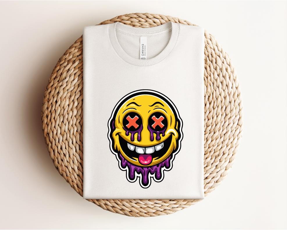 Melting Smiley Face DTF Transfer, Smiley Face Dtf Print , Ready to ...