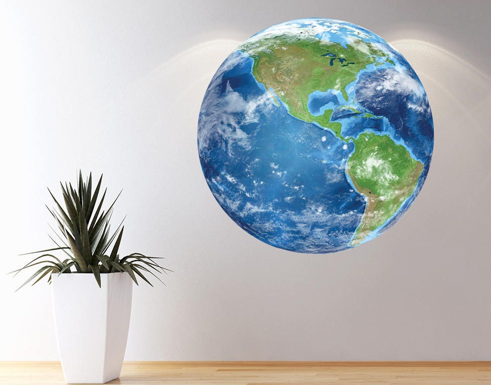 Earth Wall Decal Space Wall Decal the Earth Wall Art Planet Vinyl Home ...