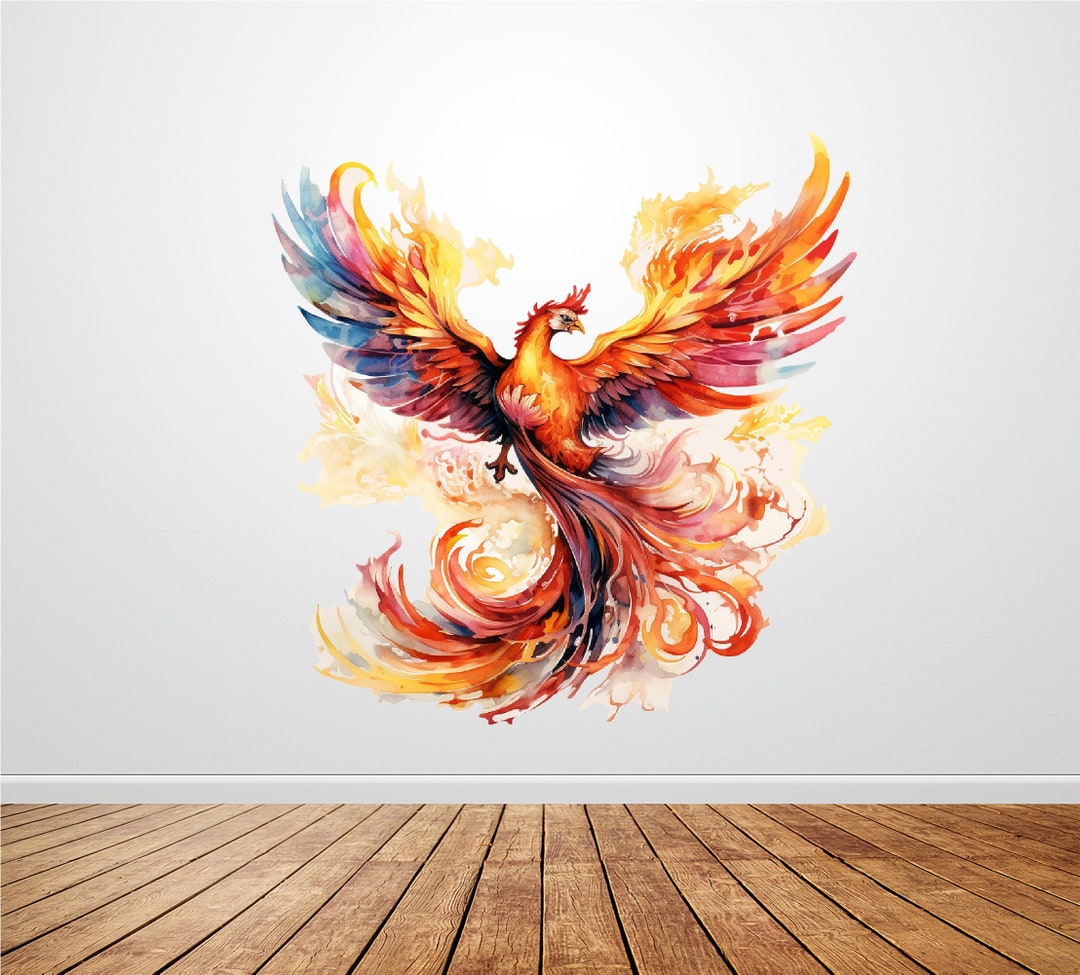 Phoenix Firebird Wall Decal - Legendary Creature Theme Decor - Stunning ...