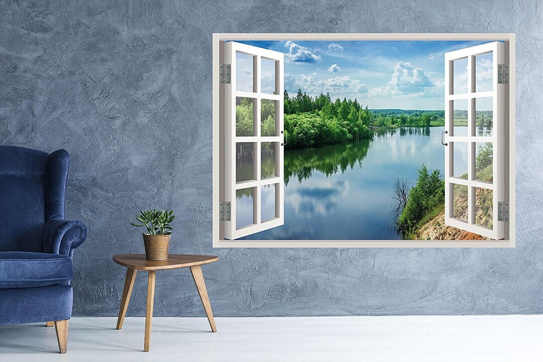 Minnesota Lake Landscape View Window 3D Wall Decal Art Removable ...