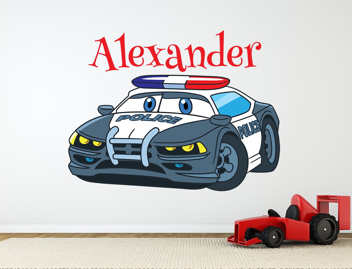 Personalized Name Wall Decal Police Car Wall Art Kids Room | Etsy