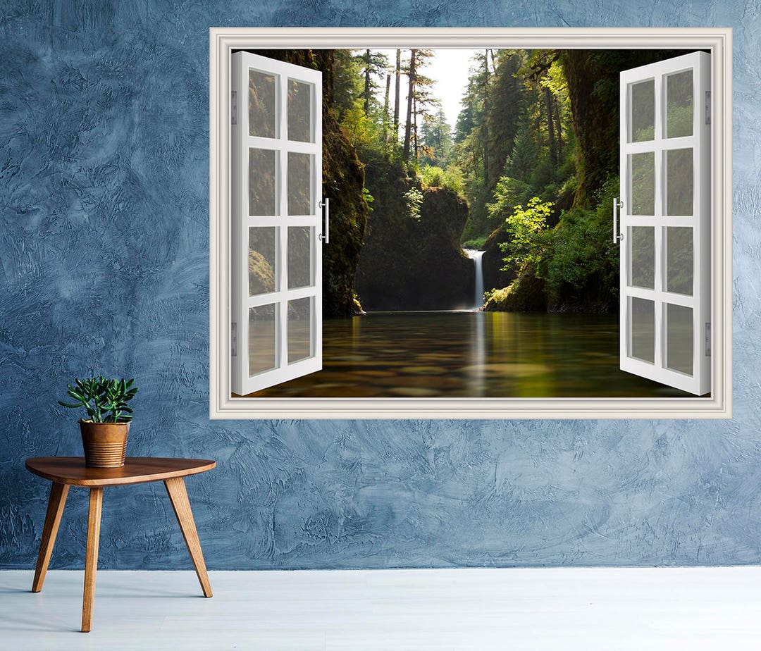Forest Landscape Window 3D Wall Decal Art Removable Wallpaper Mural ...