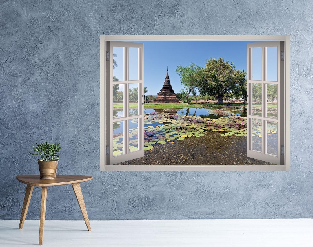 Thailand Sukhothai Window 3D Wall Decal Art Removable Wallpaper Mural ...