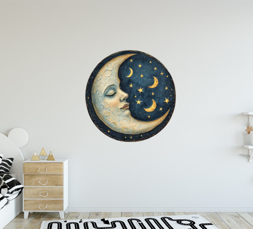 Mystical Moon and Stars Wall Poster - Night Sky Theme Decor - Beautiful ...