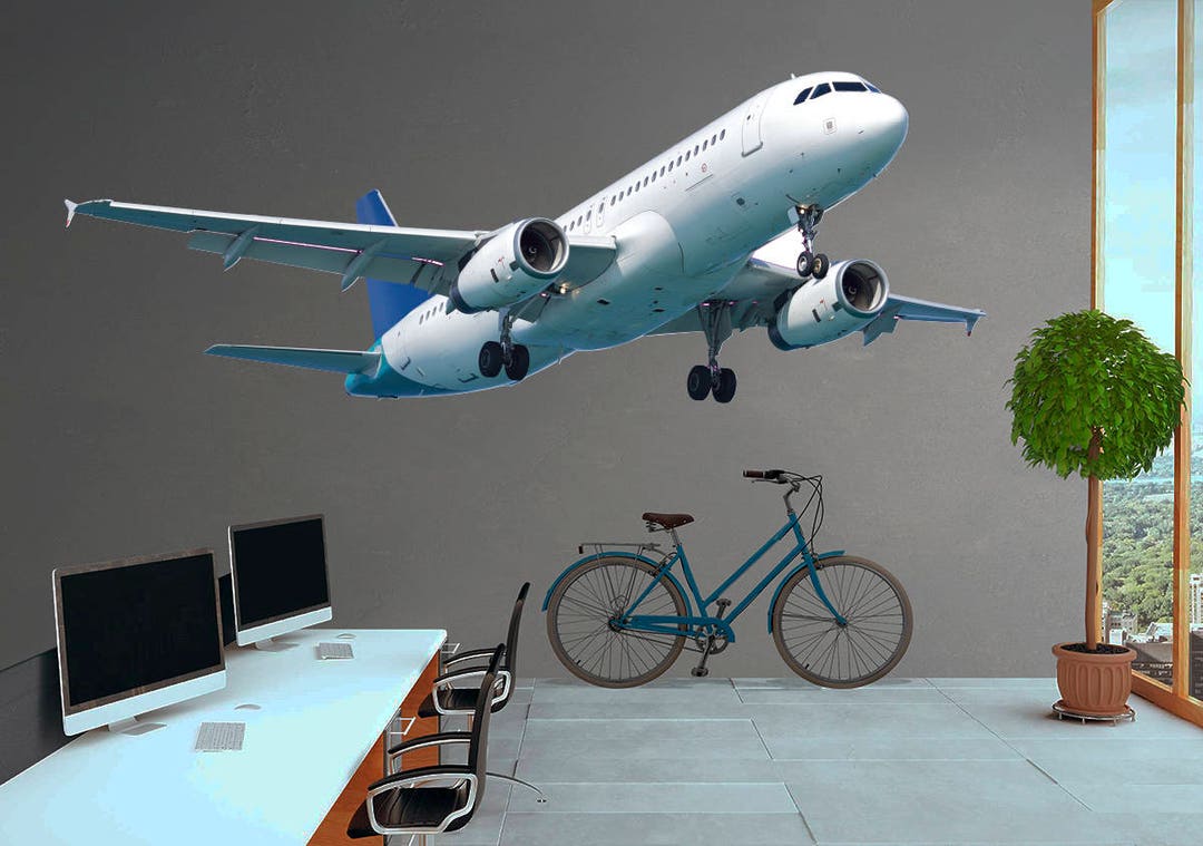 Airplane Wall Mural - Jumbo Jet Boeing Wall Decal - Commercial Plane ...