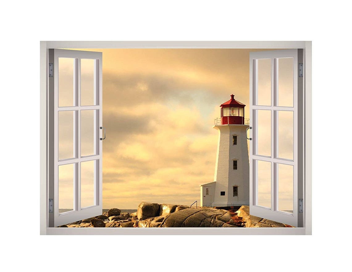 Lighthouse View Window 3D Wall Decal Art Removable Beach | Etsy