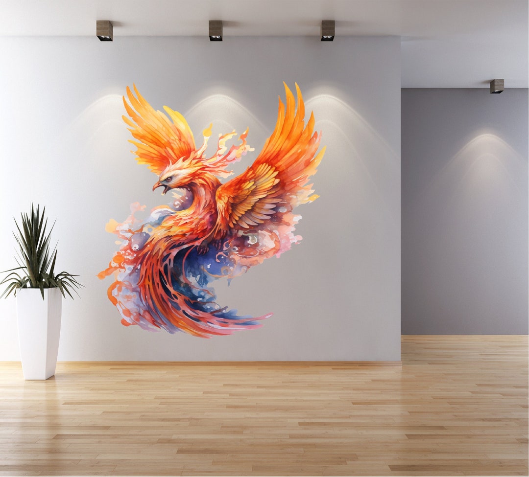Phoenix Fire Bird Wall Decal - Theme Watercolor Animal Wall Decor ...
