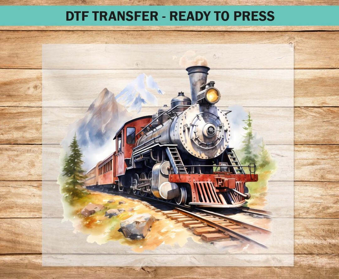 Train DTF Transfer, Vintage Train DTF Ready to Press Transfers for Apparel, Iron on Heat Press ...