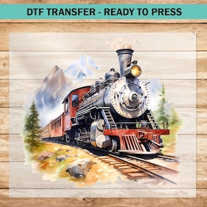 Train DTF Transfer, Vintage Train DTF Ready to Press Transfers for ...