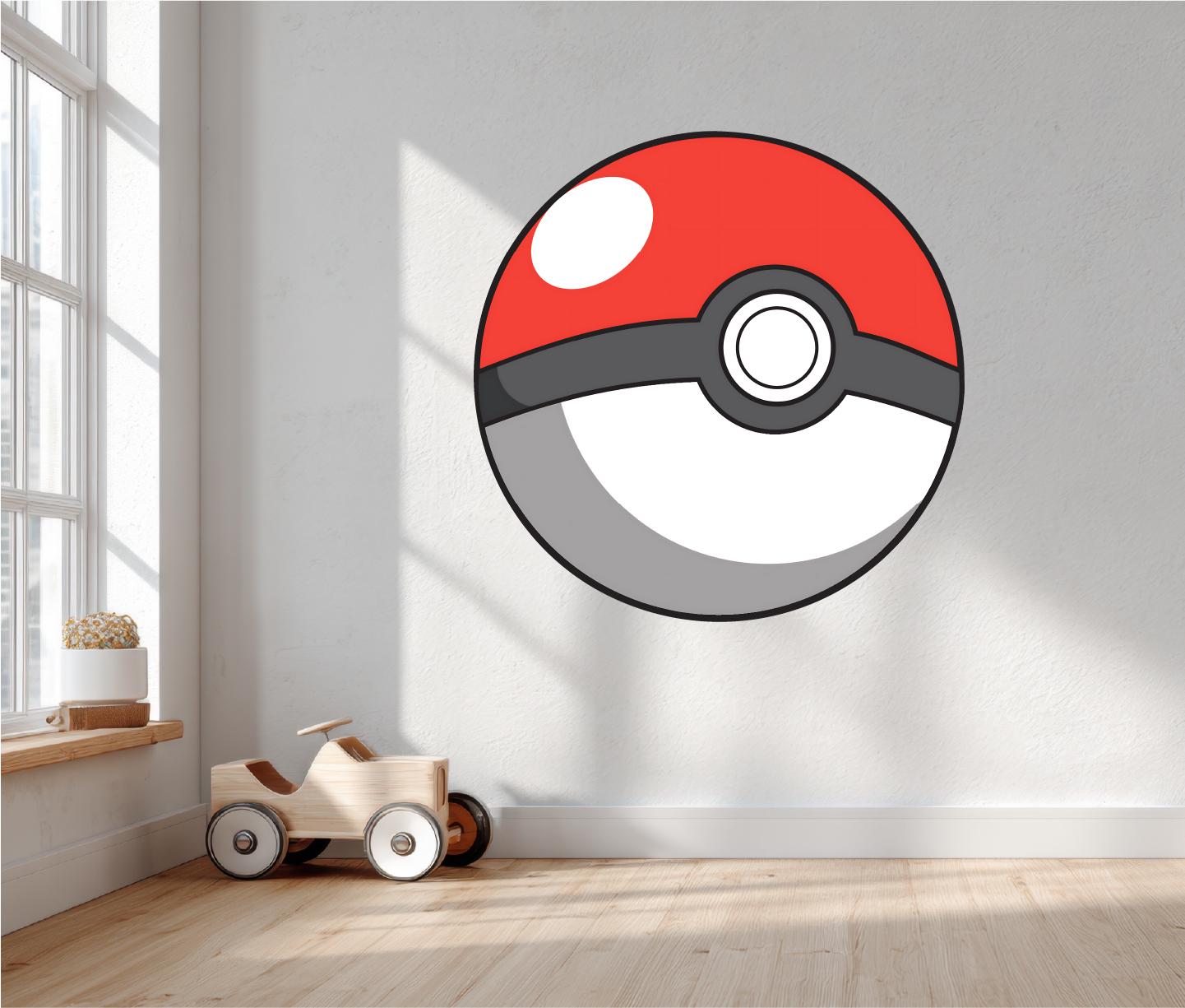 Fan Wall Art - Pokeball Decal - Kids Room Wall Decor Playroom Vinyl ...
